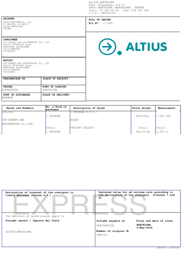 Bill of Lading (Parte Obj | PDF | Cargo | Bill Of Lading Bill of Lading (Parte Obj | PDF | Cargo | Bill Of Lading