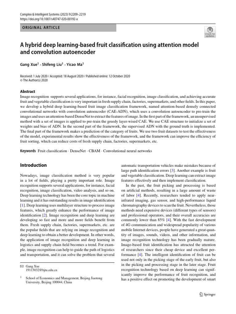 A Hybrid Deep Learning Based Fruit Classification Using Attentionmodel Pdf Deep Learning