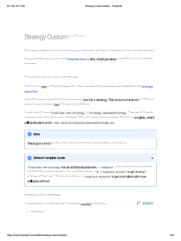 Strategy Customization - Freqtrade | PDF