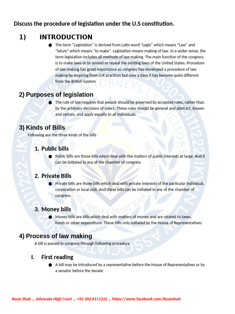 Procedure of Legislation | PDF | Bill (Law) | United States House Of ...