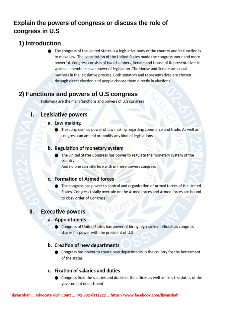 Powers of Congress | PDF | United States Congress | American Government