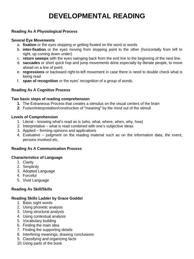 Developmental Reading | PDF | Idea | Reading Comprehension