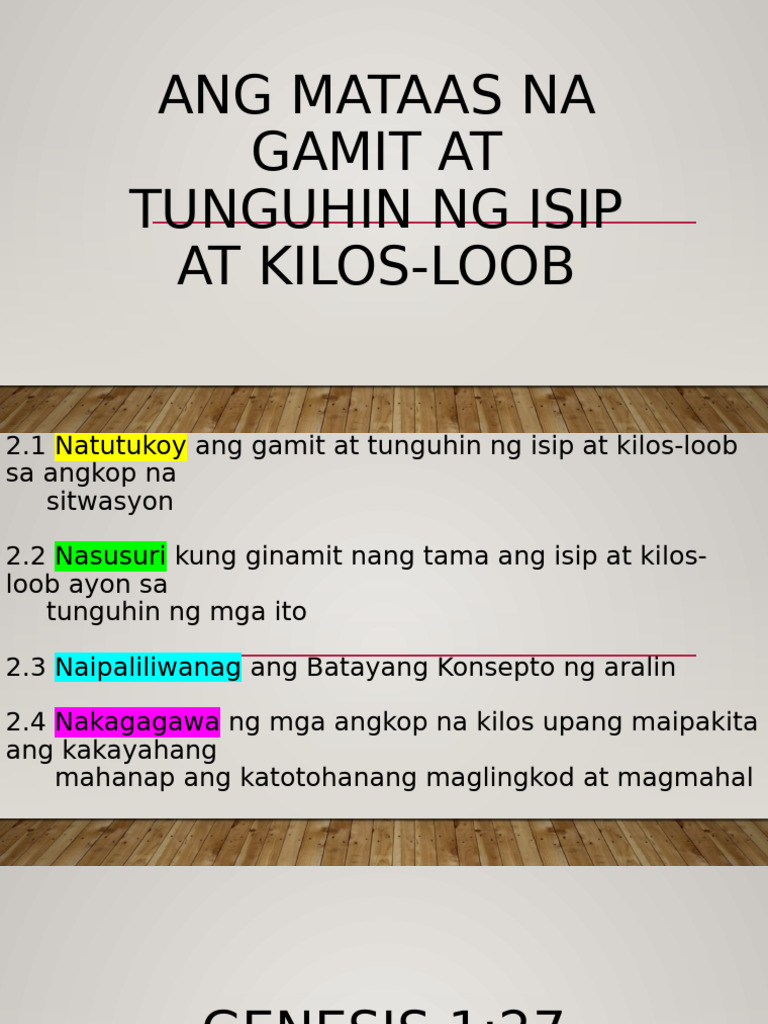 MODYUL 2 Ang Mataas Na Gamit at Tunguhin NG Isip | PDF