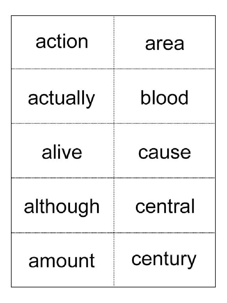4th Grade Level Sight Words Flashcards | PDF