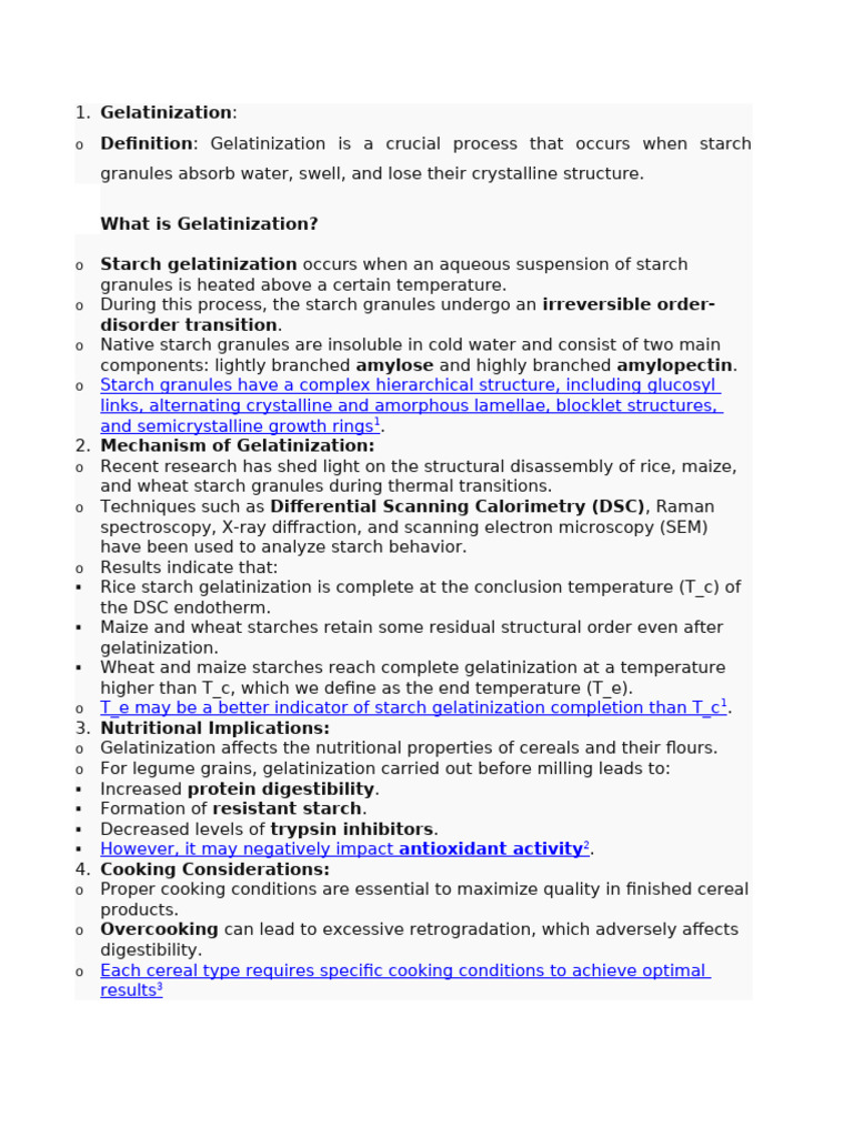 Cereals - Dextrinization and Gelatinization, Malting and Parboiling ...