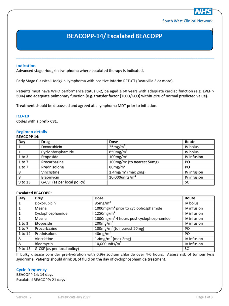 Beacopp 14 Escalated Beacopp | PDF | Chemotherapy | Causes Of Death