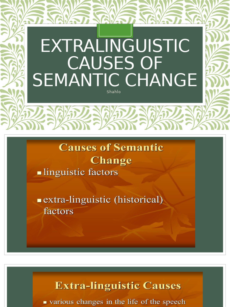 Extralinguistic Causes of Semantic Change | PDF