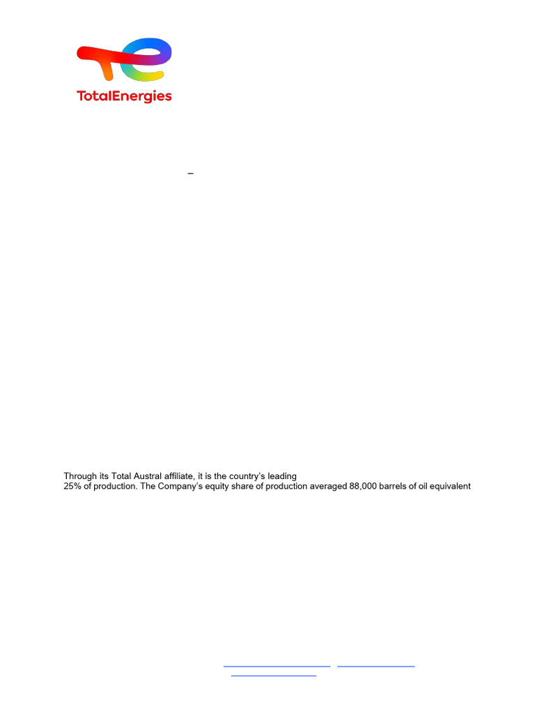 Totalenergies - Argentina Production Start Up at Fenix Offshore Gas ...