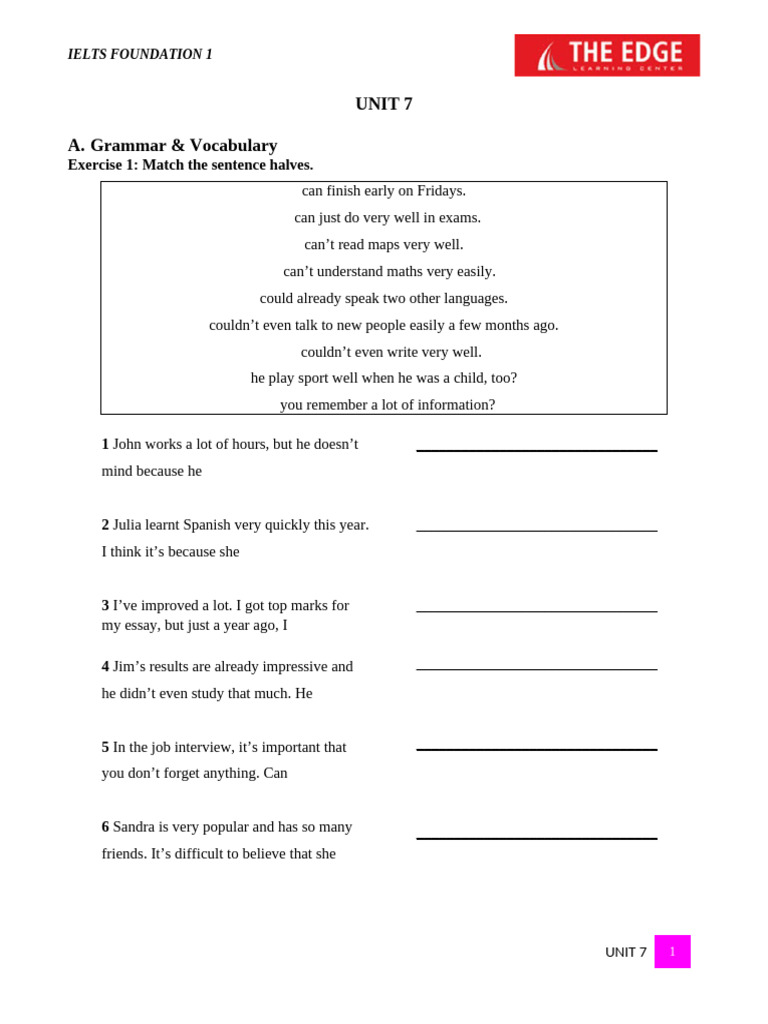 Unit 7 Student | PDF | International English Language Testing System ...