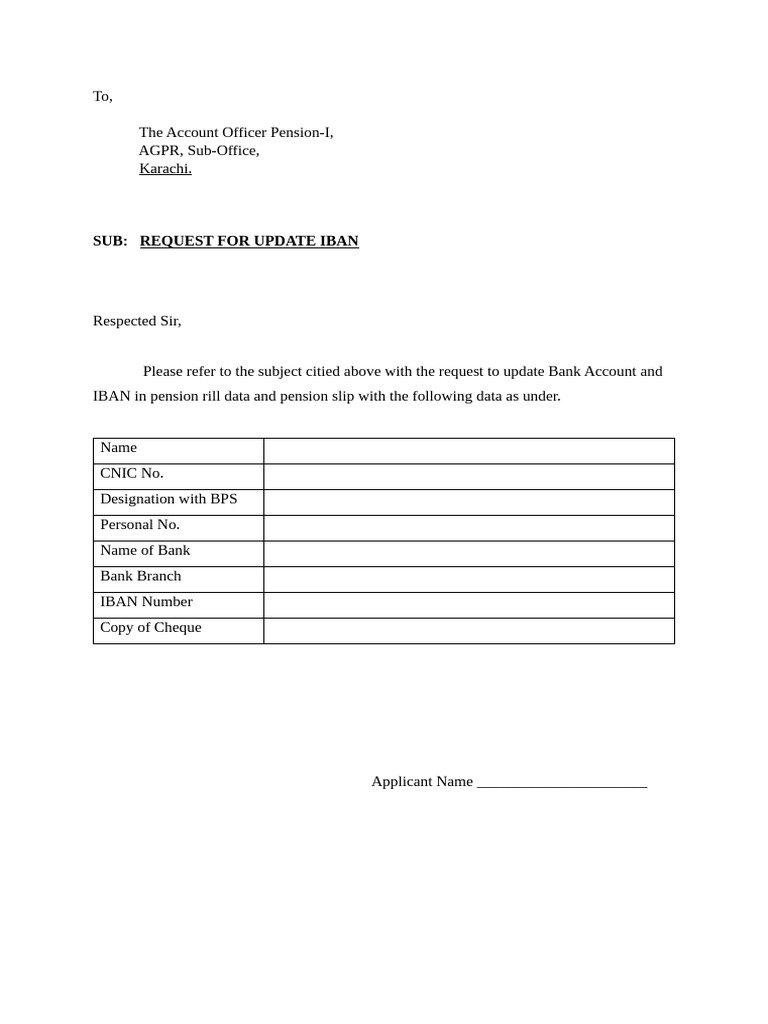 Agpr Iban Update Request | PDF | Finance & Money Management