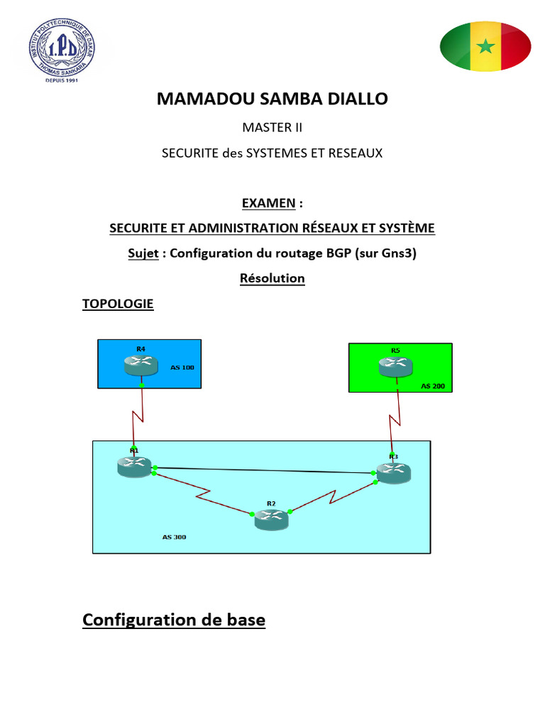 Configuration BGP et OSPF sur Gns3 | PDF | Adresse IP | Protocole sur la couche réseau