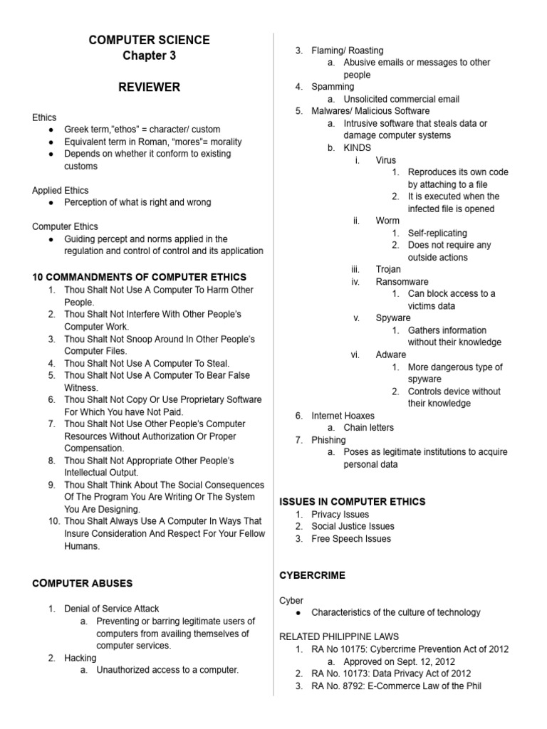 IT_ Chapter 3- Reviewer | PDF | Malware | Computing
