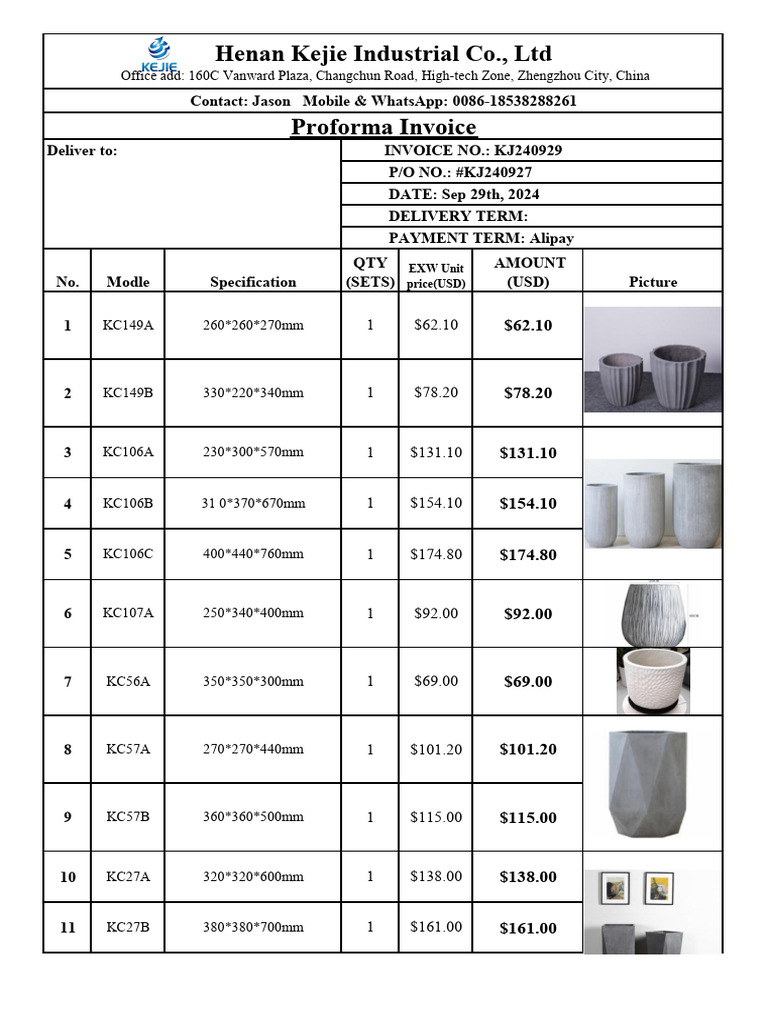 Kejie Industrial Mold Proforma Invoice 2024-09-29 - 240929 - 181408 ...