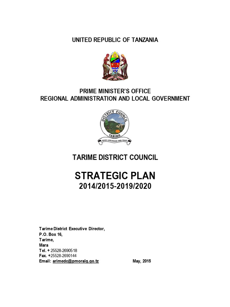 Tarime District Strategic Plan 2014-2020 | PDF | Agriculture | Livestock