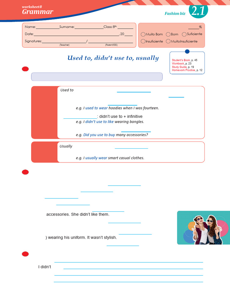 Grammar Worksheet: Used To vs. Usually | PDF | Linguistics | Linguistic ...