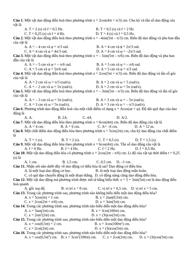 ÔN Chương 1 K11 G I Hs 2024 | PDF
