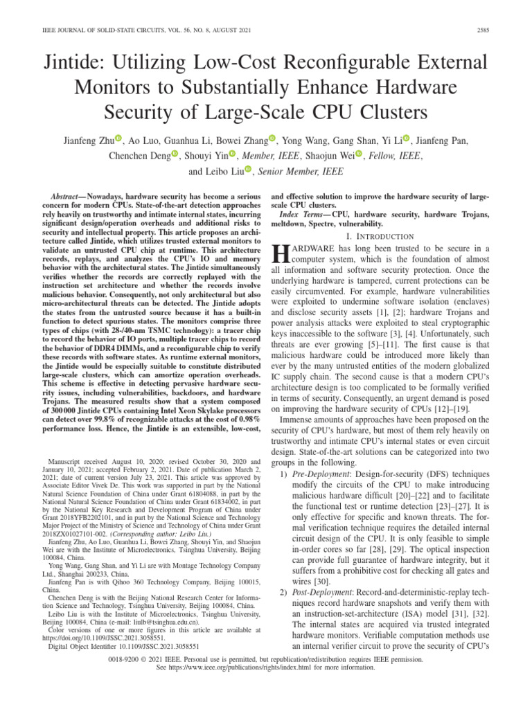 Jintide Utilizing Low-Cost Reconfigurable External Monitors To Substantially Enhance Hardware ...