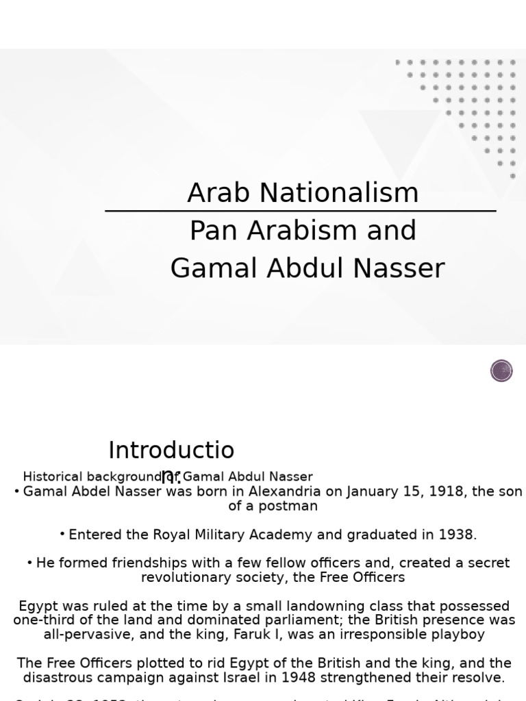 Arab Nationalism and Gamal Abdul Nasser | PDF | Gamal Abdel Nasser ...