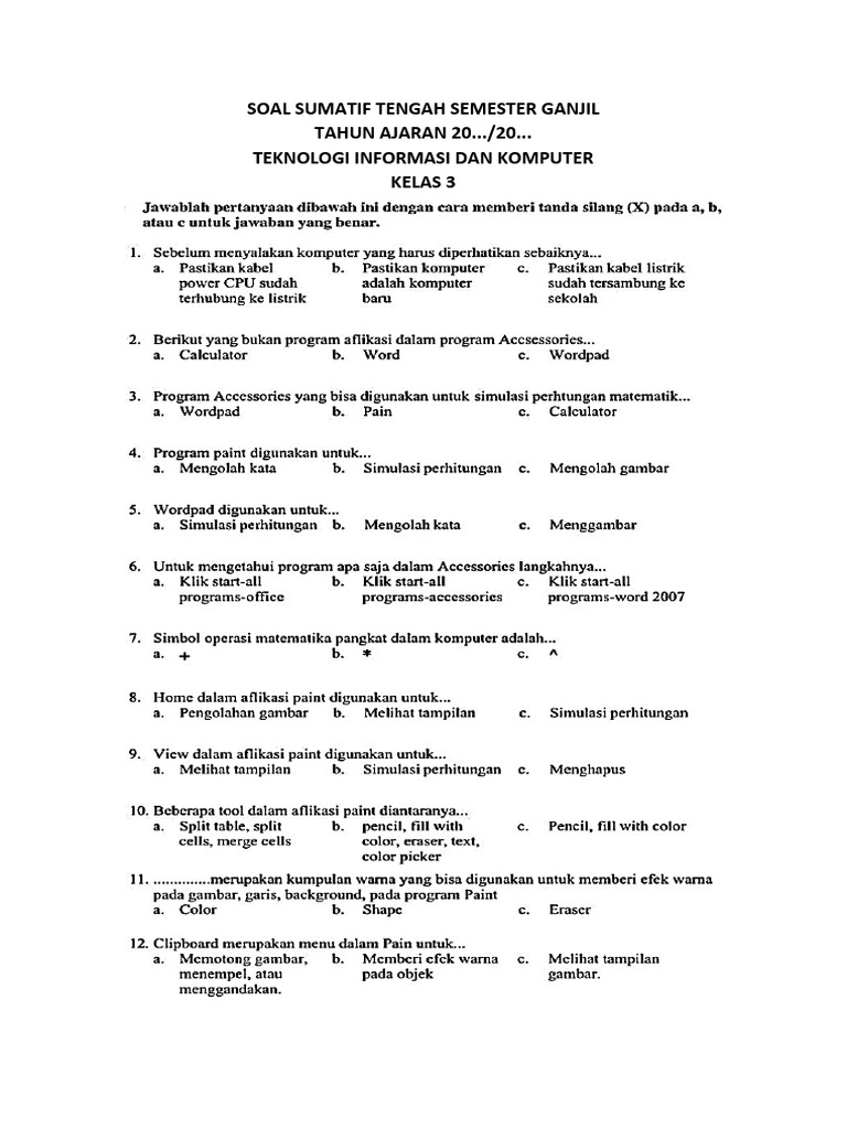STS Tik Kelas 3 | PDF