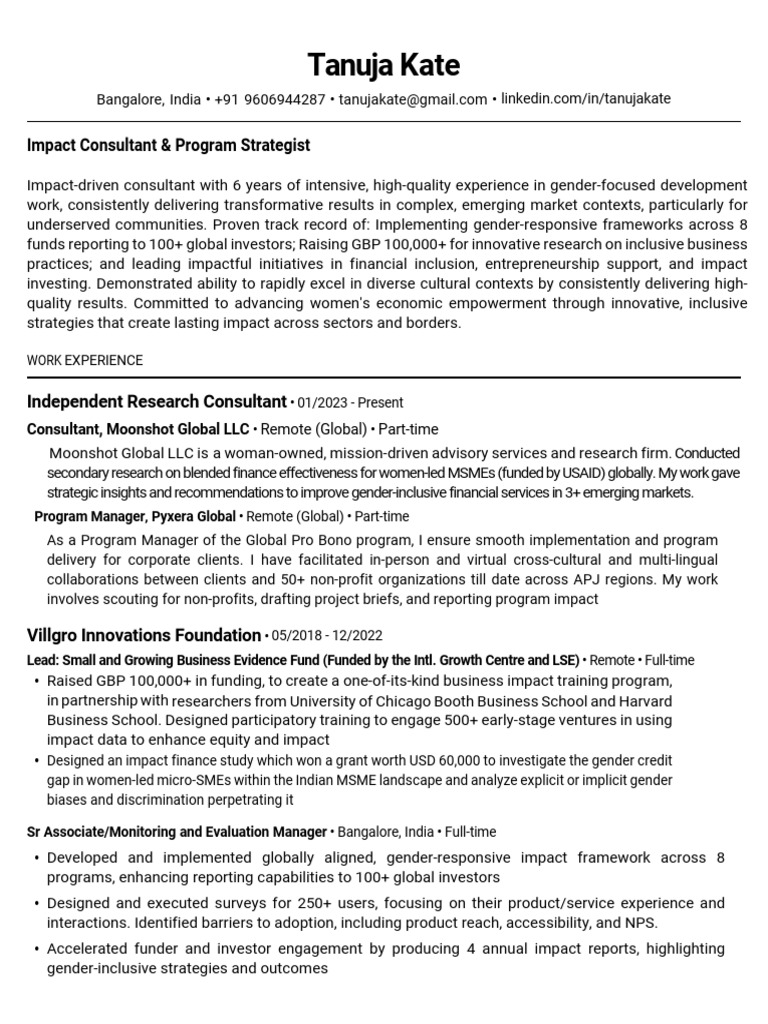 Impact Consultant & Strategist Profile | PDF | Psychology