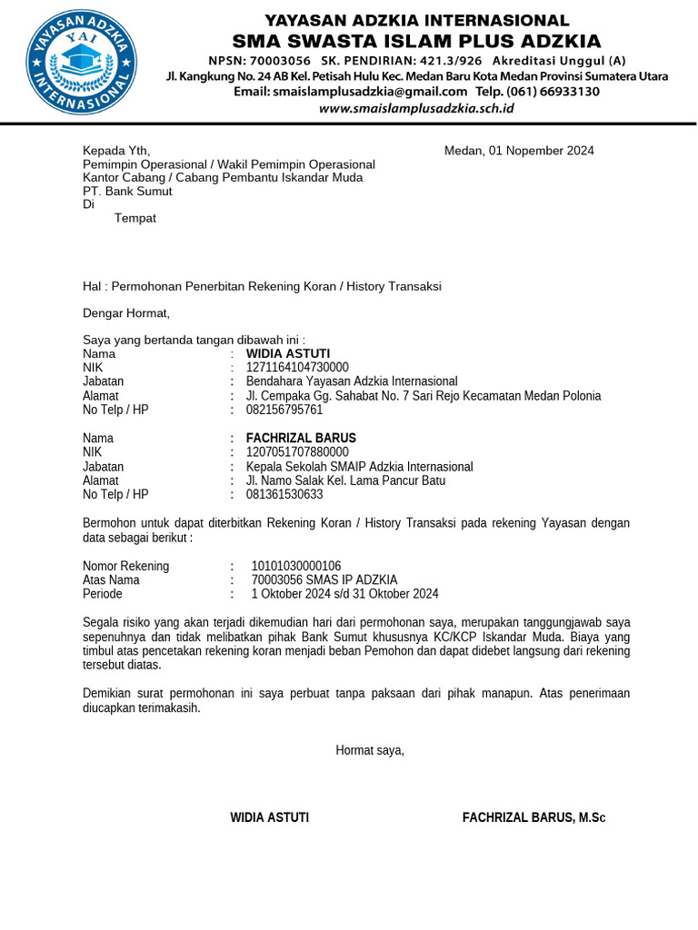 Surat Permohonan Rekor Sumut | PDF