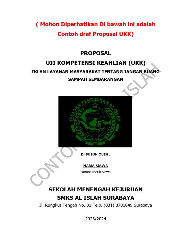 Contoh Draf Proposal Ukk 2023 | PDF