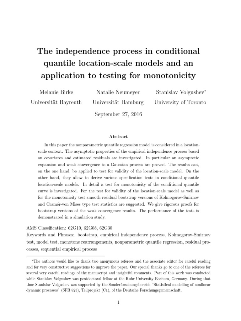 The Independence Process in Conditional | PDF | Regression Analysis | Median