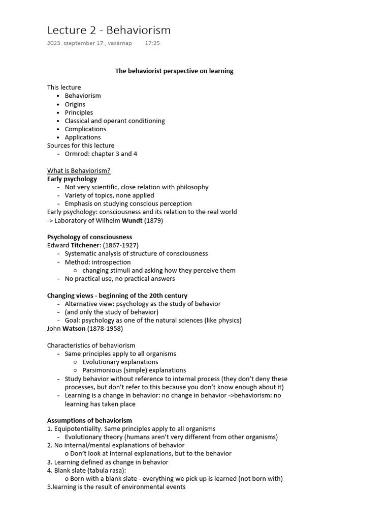 2.lecture - Educational Psychology | PDF | Classical Conditioning ...