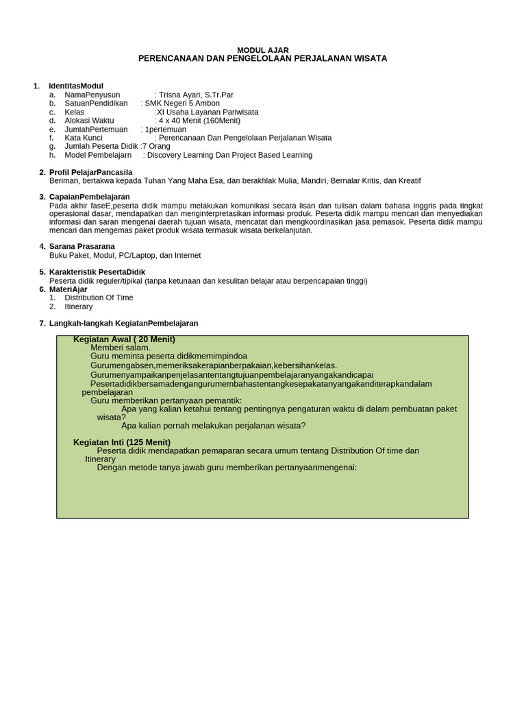 Modul Ajar Xi Ulp | PDF