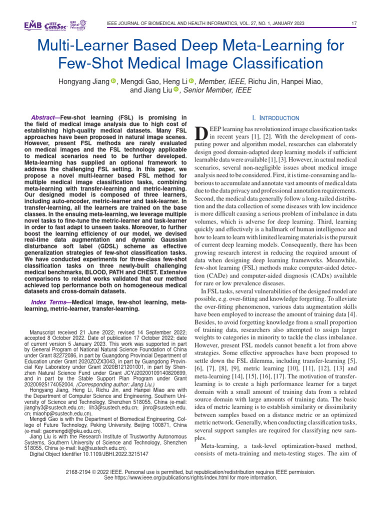 Multi Learner Based Deep Meta Learning For Few Shot Medical Image Classification Pdf 