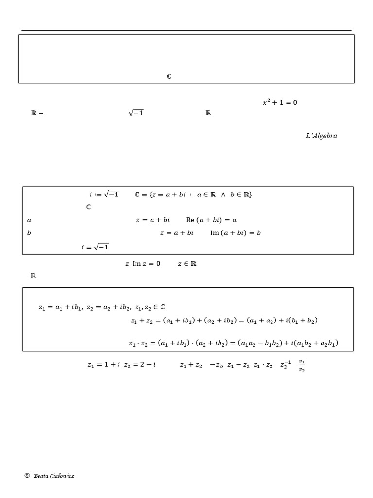Section 1 Complex Numbers | PDF