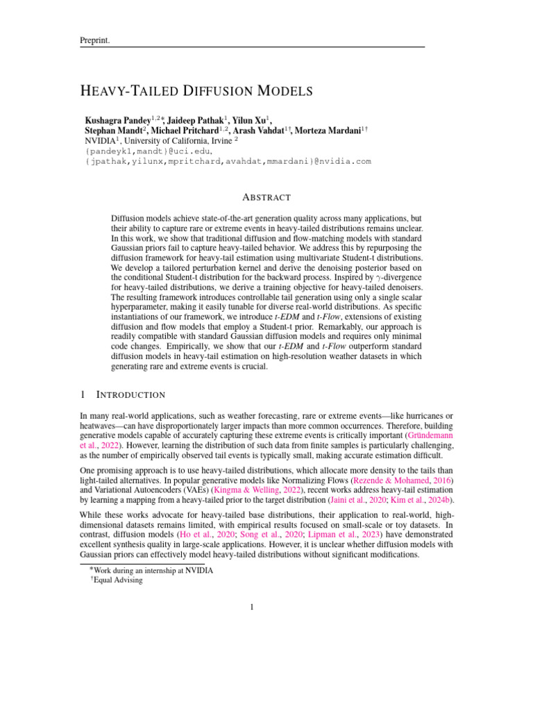 Heavy Tailed Diffusion | PDF | Normal Distribution | Statistical Theory