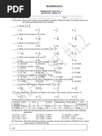 SUMMATIVE TEST - MATH 6 Q3 (Week 2-3) | PDF | Variable (Mathematics ...