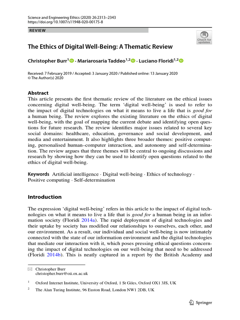 Ethics of Digital Well-Being Review | PDF | Well Being | Social Media