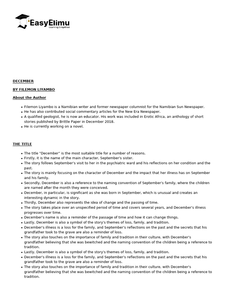 Themes and Analysis of December Story | PDF | Empathy | Psychiatry