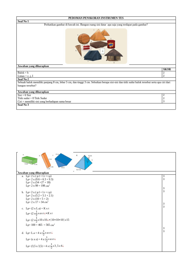 Pedoman Penskoran Instrumen Tes | PDF
