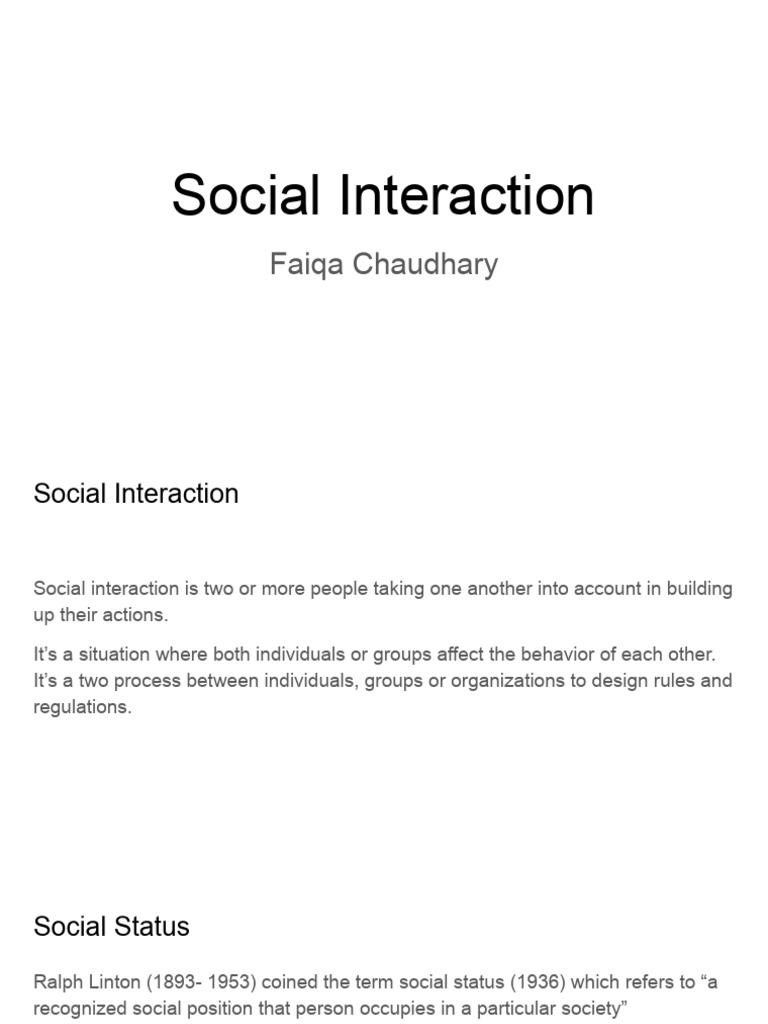 Understanding Social Interaction Dynamics | PDF | Social Status | Human ...