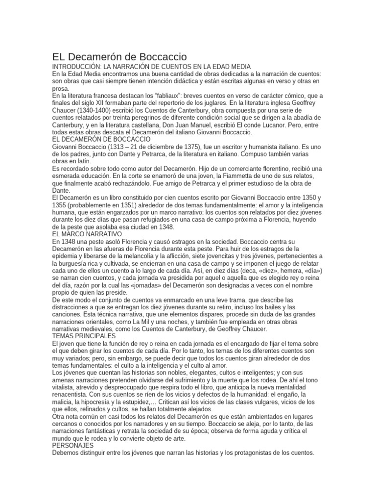 EL Decamerón de Boccaccio | PDF | El decameron | Giovanni Boccaccio