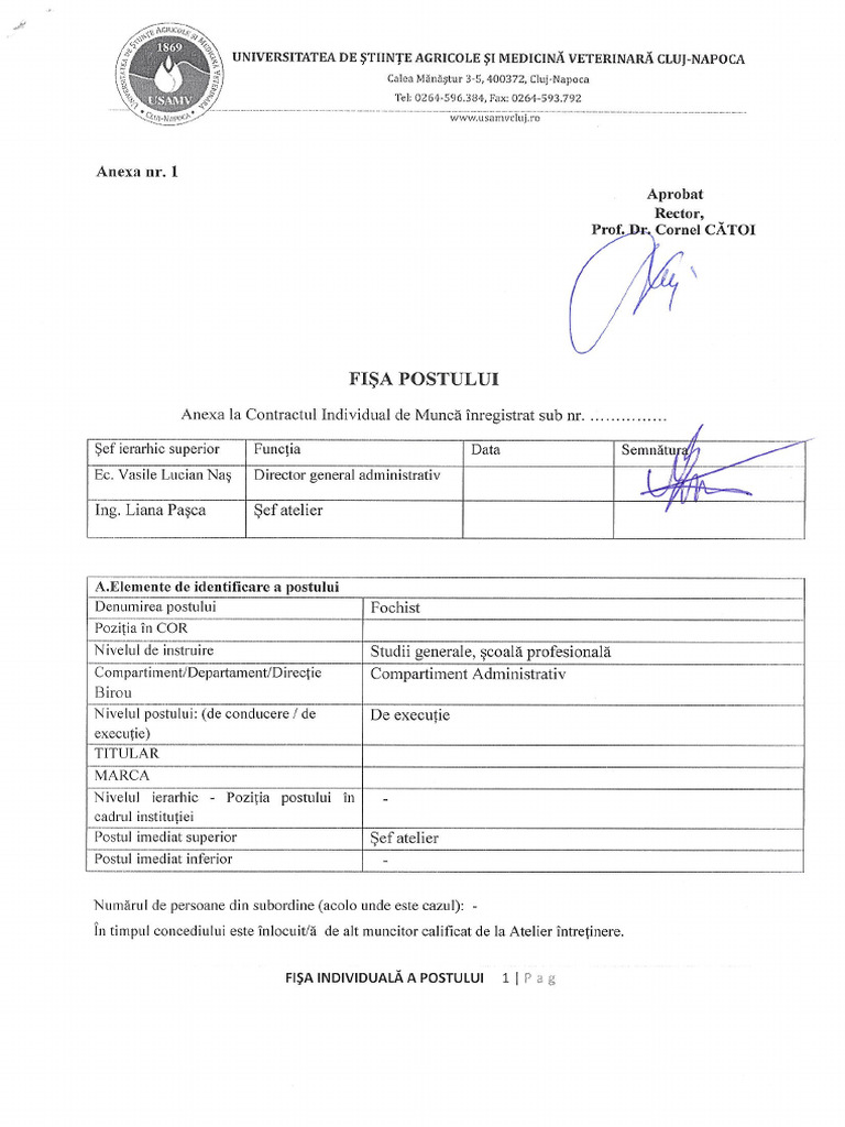 Fisa Postului Fochist | PDF