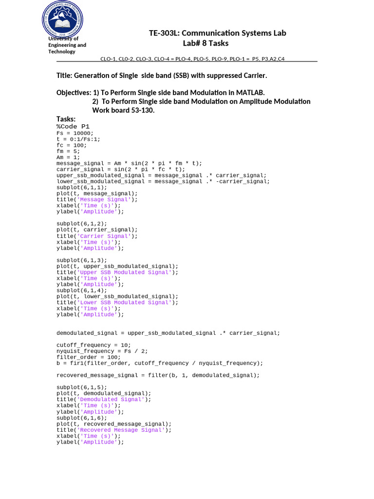 lab task 8 | PDF | Frequency Modulation | Modulation