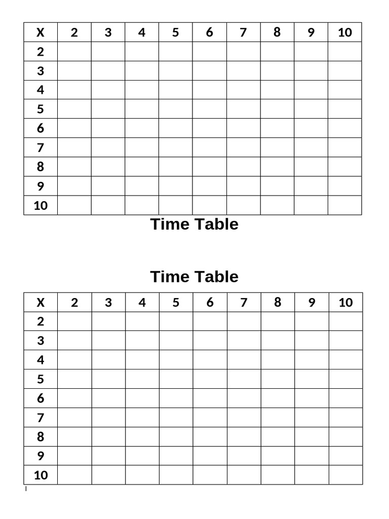 Time Table Table | PDF