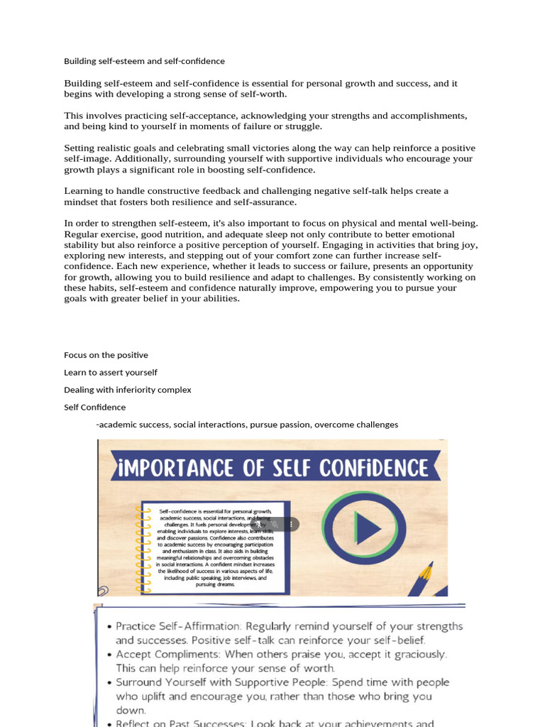 Building Self Esteem and Self Confidence-Group 2 | PDF