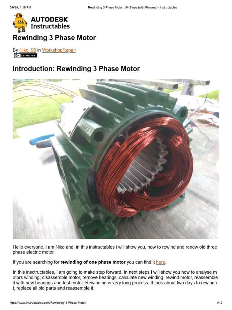 Rewinding 3 Phase Motor - 54 Steps (With Pictures) - Instructables ...