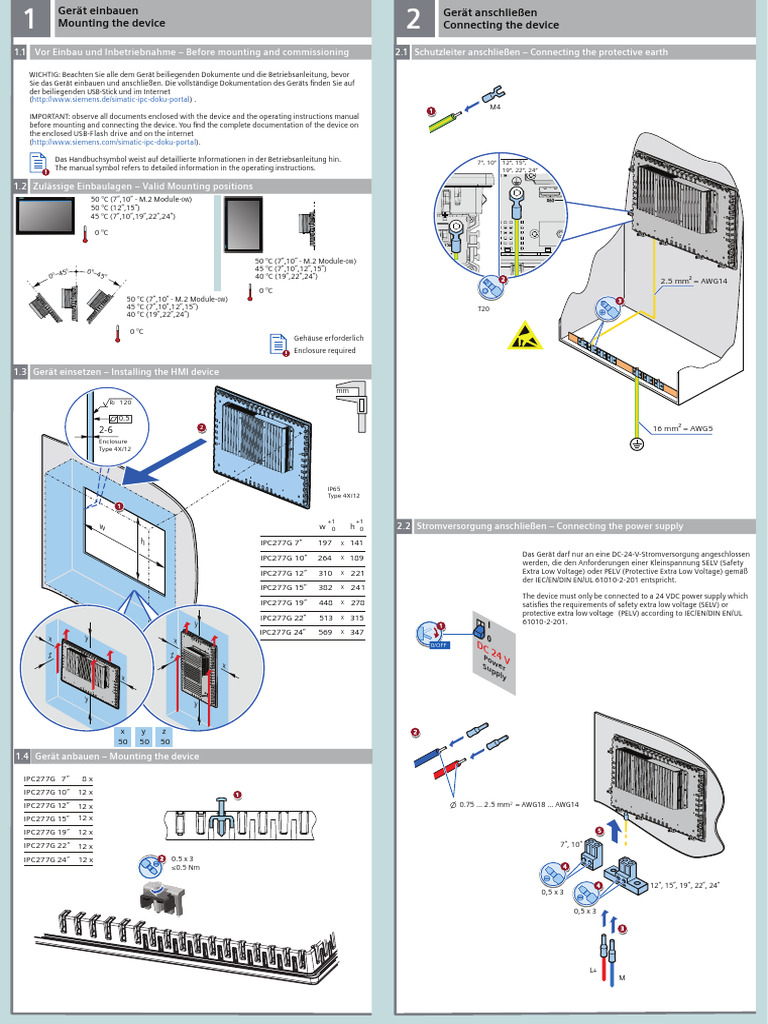 SIMATIC IPC277G Multitouch Devices Quick Install Guide | PDF