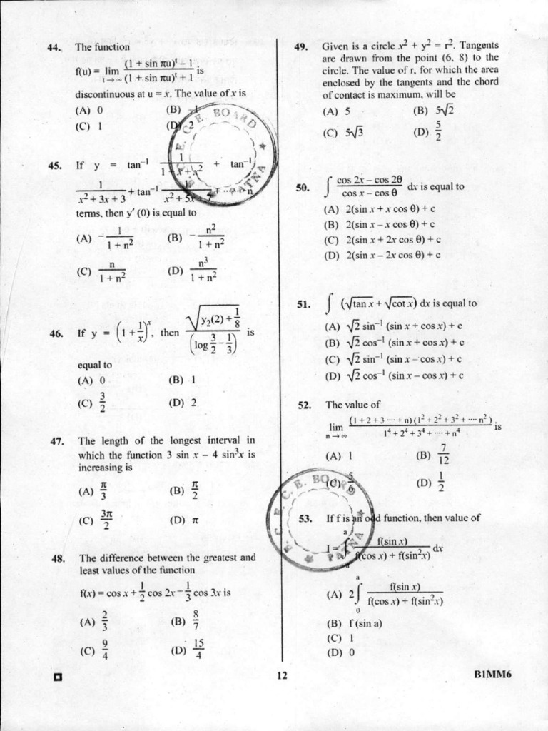 BCECE Sample Paper Resources | PDF