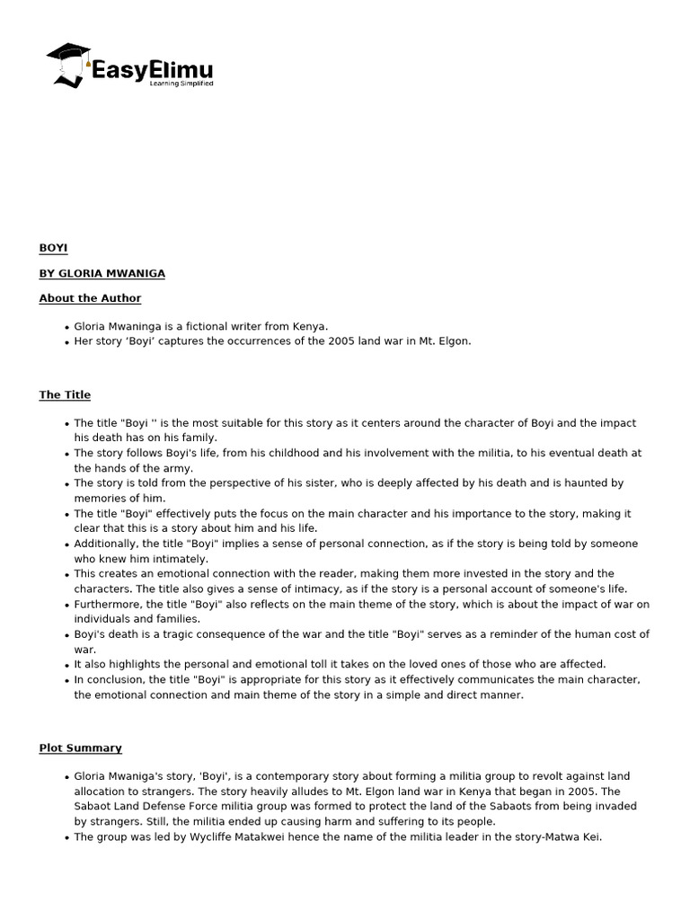 Boyi - A Silent Song and Other Stories Guide PDF Notes and Video ...