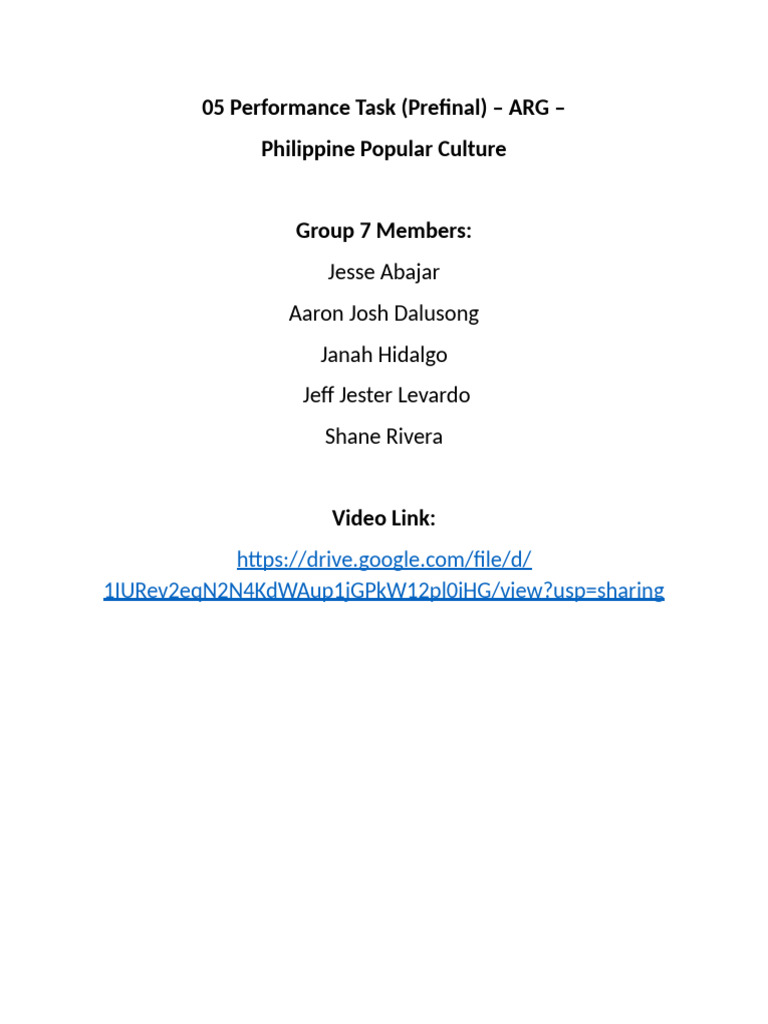 05 Performance Task Prefinal ARG GROUP 7 Levardo | PDF