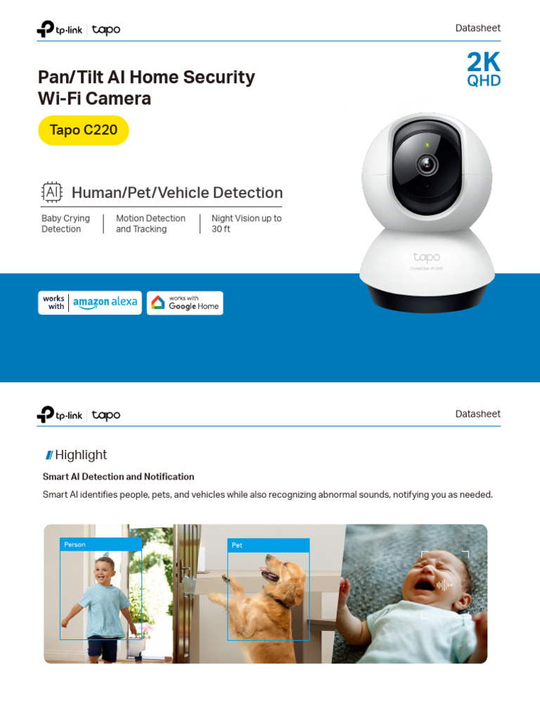 Tapo C220 Camera Specifications Guide | PDF | Computer Network | Camera
