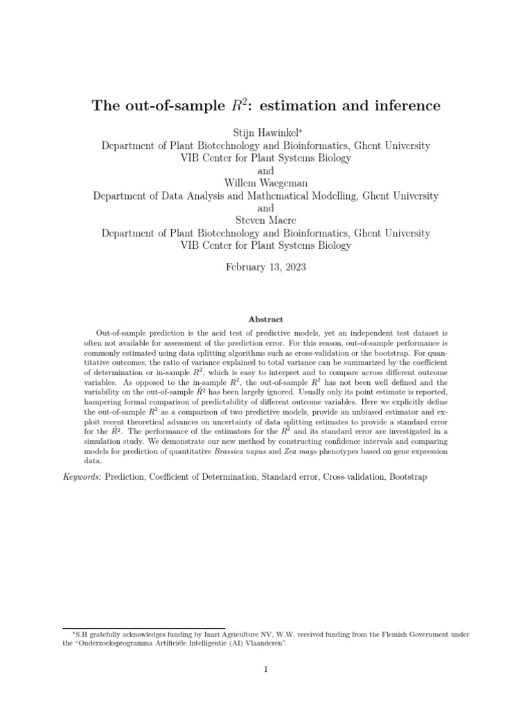 Out of Sample | PDF | Mean Squared Error | Estimator