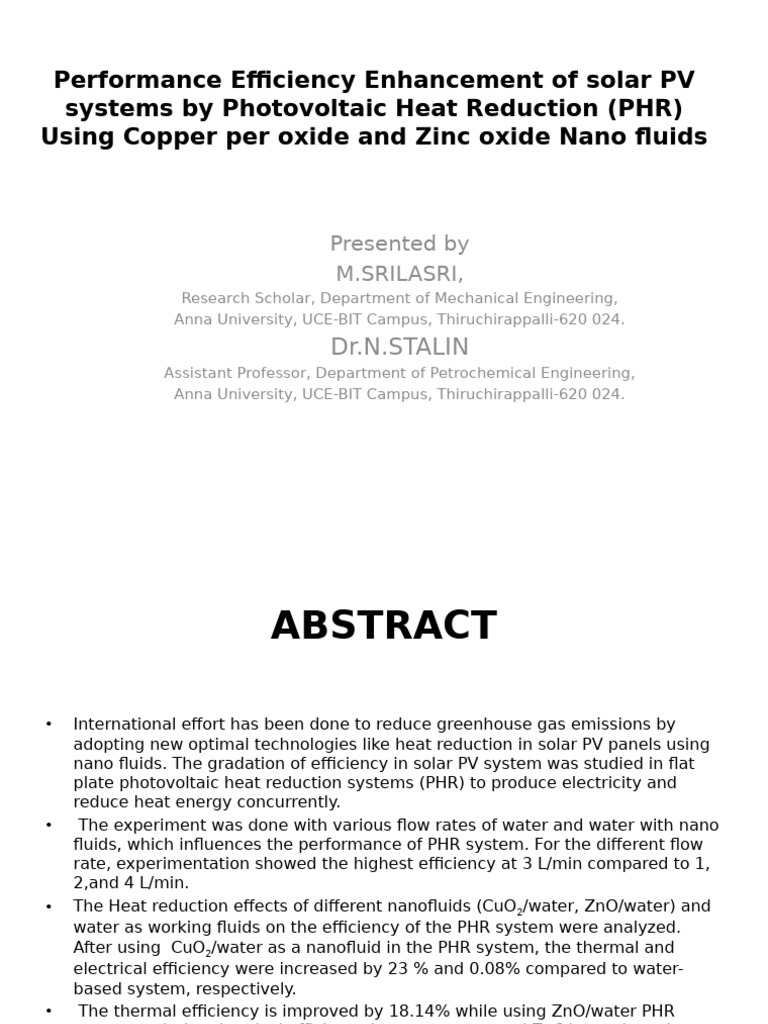 Presentation 1 | PDF | Photovoltaics | Zinc Oxide